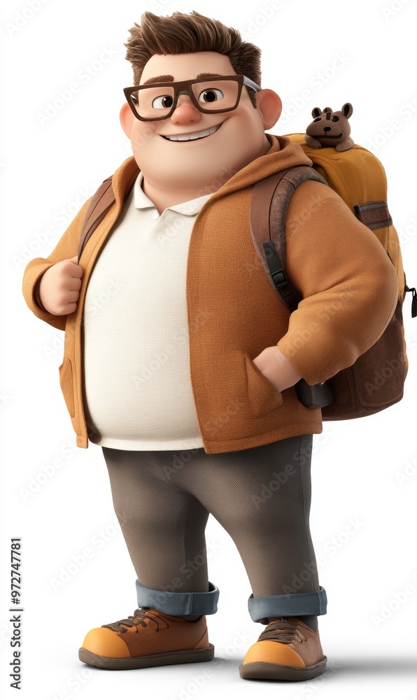 An illustration of a fat man character with a transparent background ...