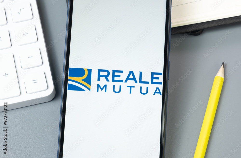 New York, USA - 30 August 2024: realemutua.it Reale Mutua Logo on Phone ...