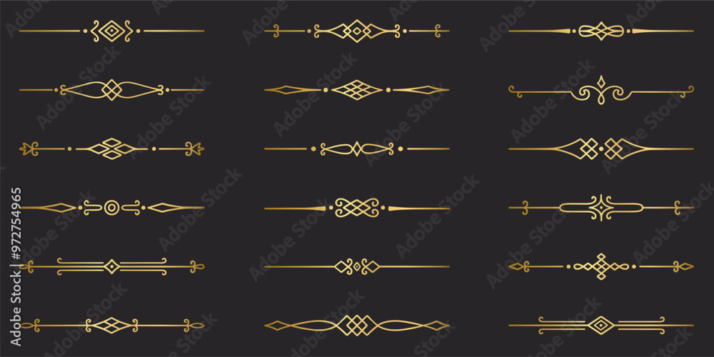 Gold text dividers doodle set. Wedding decorative elements. Divider ...