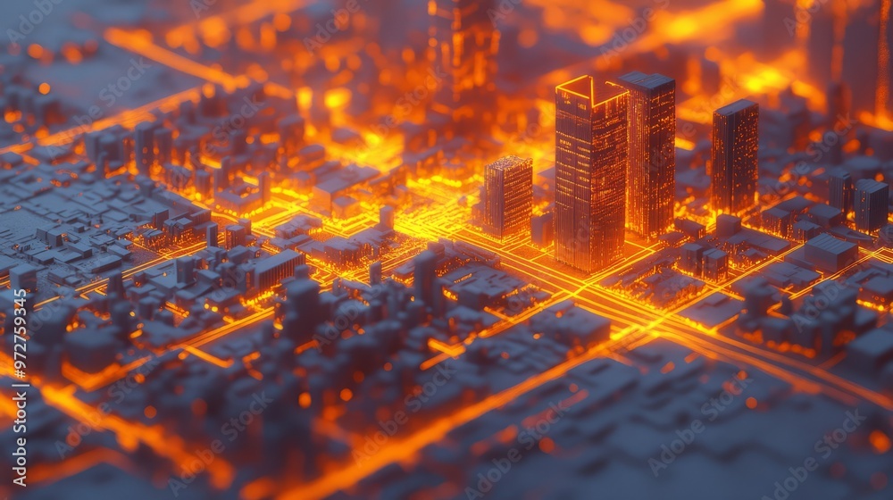 Heatmap of a city's energy consumption, with warm colors highlighting ...