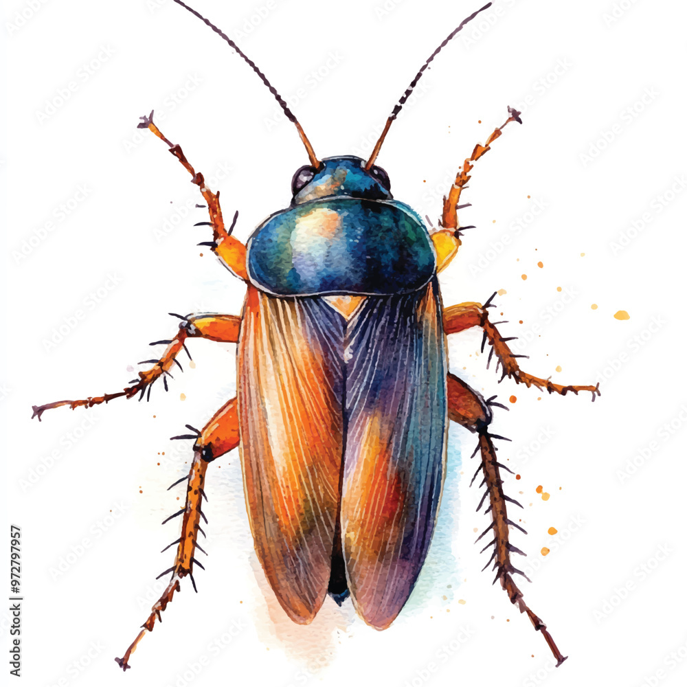 cute Cockroach watercolor clipart illustration isolated Stock Vector ...