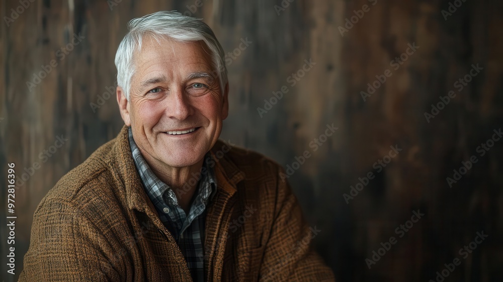 dignified senior portrait distinguished gentleman silver hair warm ...