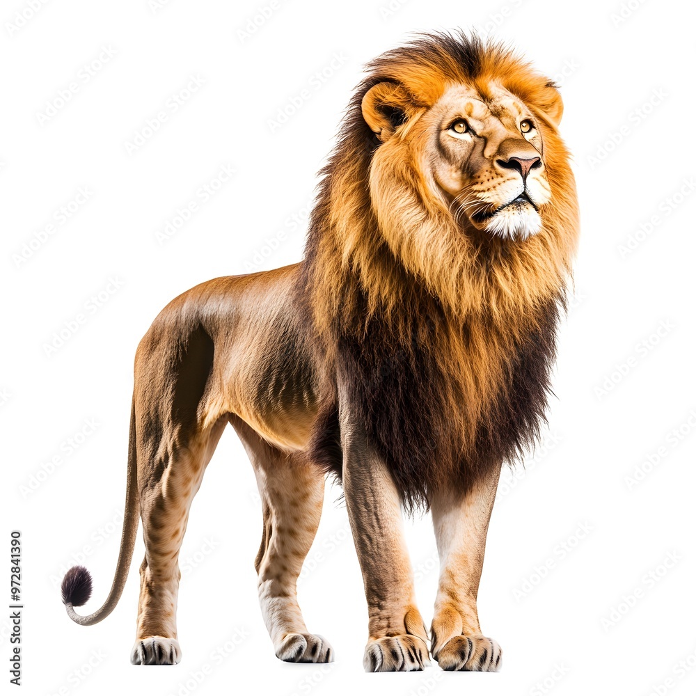 A young male Lion - Panthera Leo full body side view looking on top ...