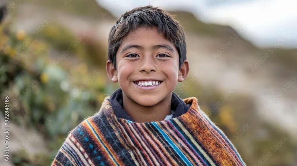 Authentic Joy: Candid Smile of Teenage Peruvian Boy in Traditional ...