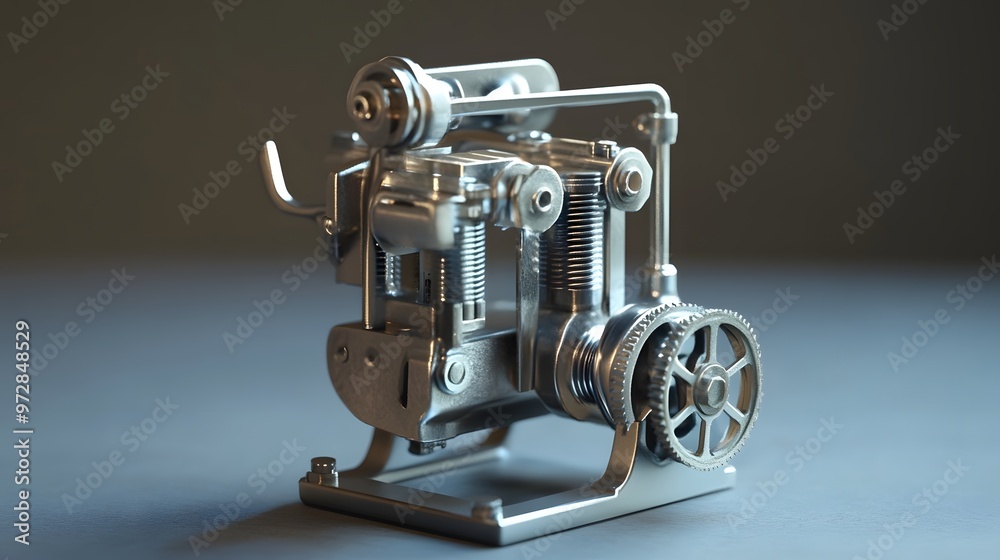 20. **Close-up 3D model of a small two-stroke engine with exposed ...
