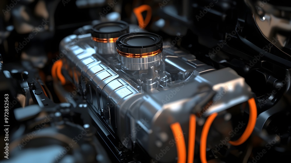 10. **3D render of an electric vehicle engine with visible electric ...
