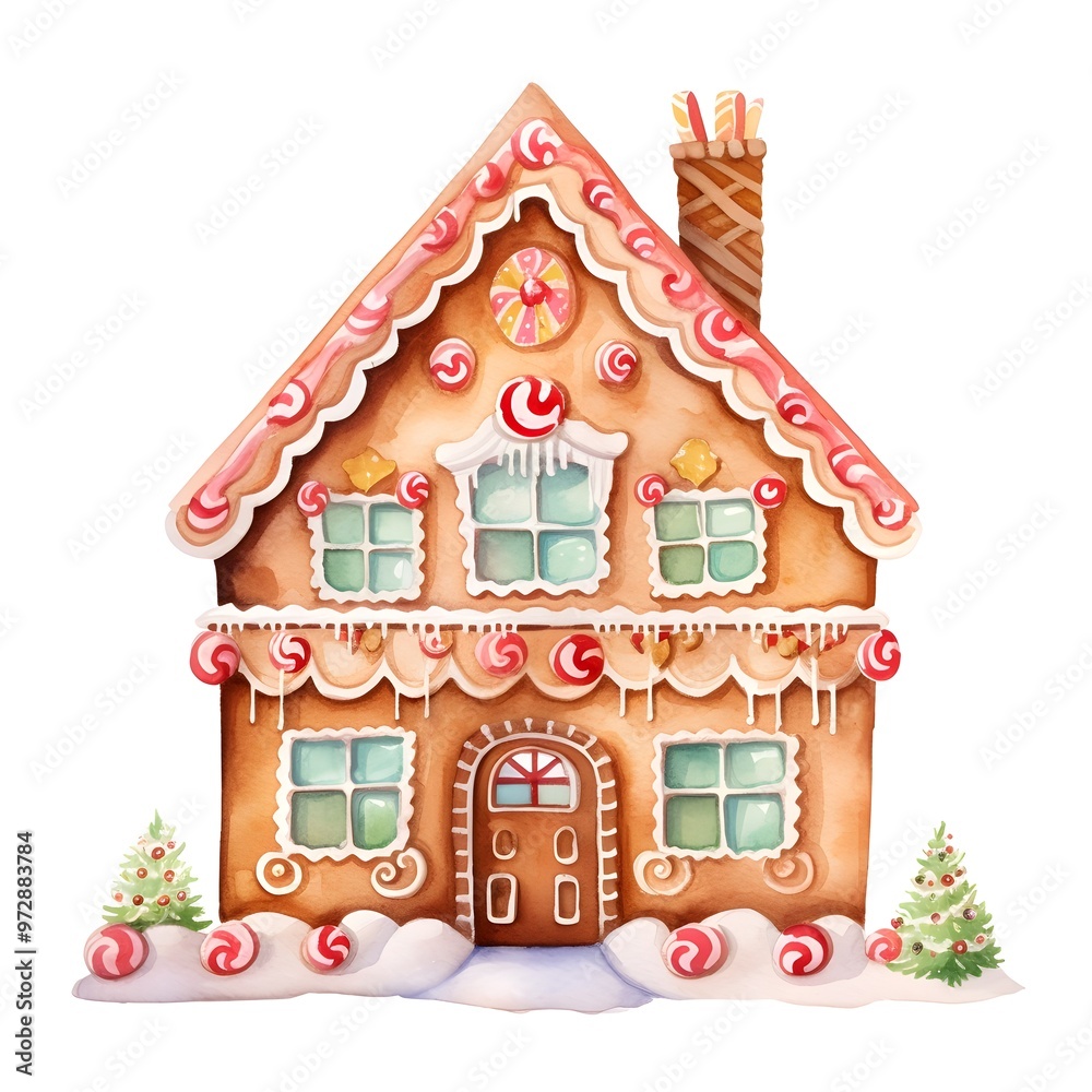 Colorful Watercolor Gingerbread House Kit with Candies and Icing, a Fun ...