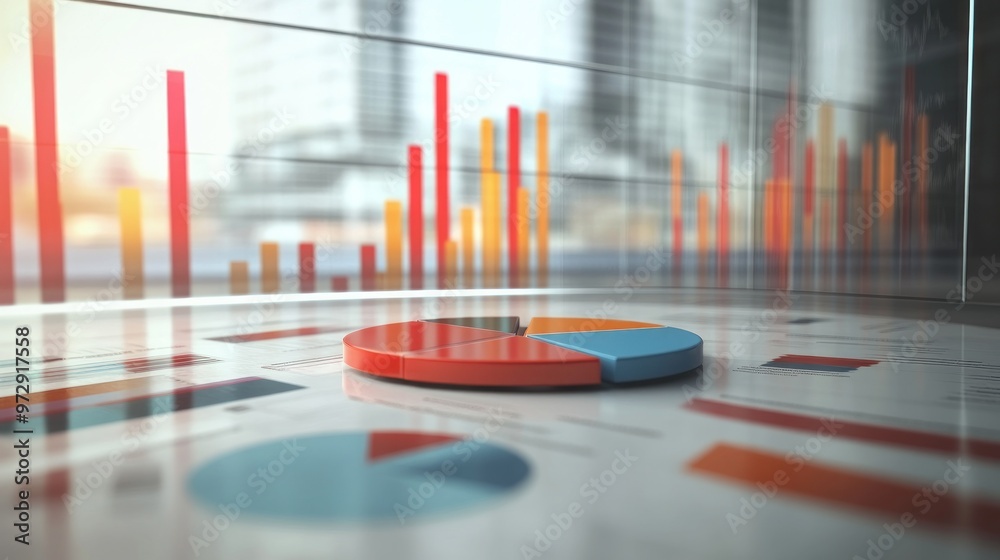 A corporate motion graphic presentation with animated pie charts and ...