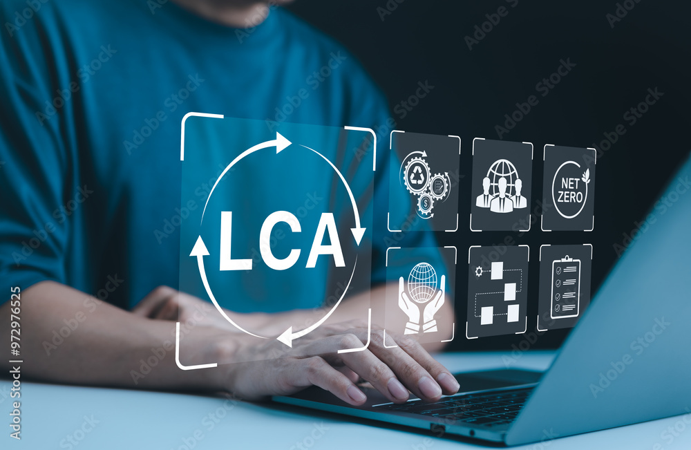 LCA, Life Cycle Assessment Concept. Icons representing Life Cycle ...
