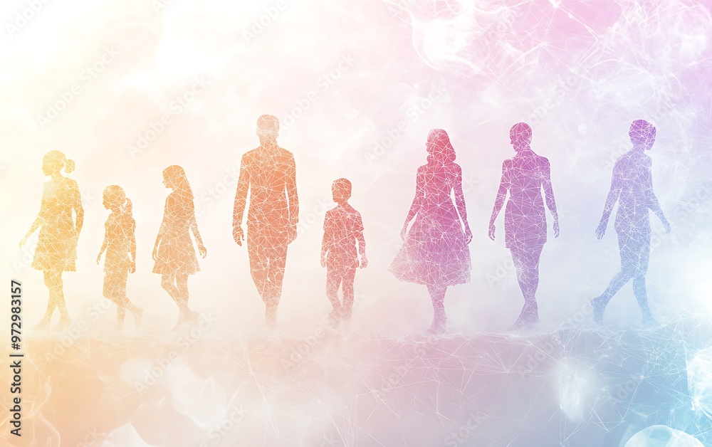 Ilustración de Stock Evolution of Life: Interconnected Shapes Depicting ...