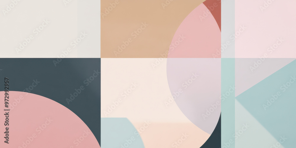 Abstraktes geometrisches Design in Pastellfarben Rosa, Mintgrün und ...