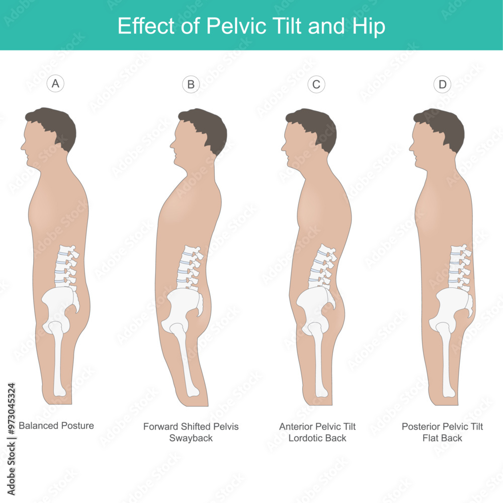 Effect of Pelvic Tilt and Hip. Comparison the pelvis bone and hips in ...