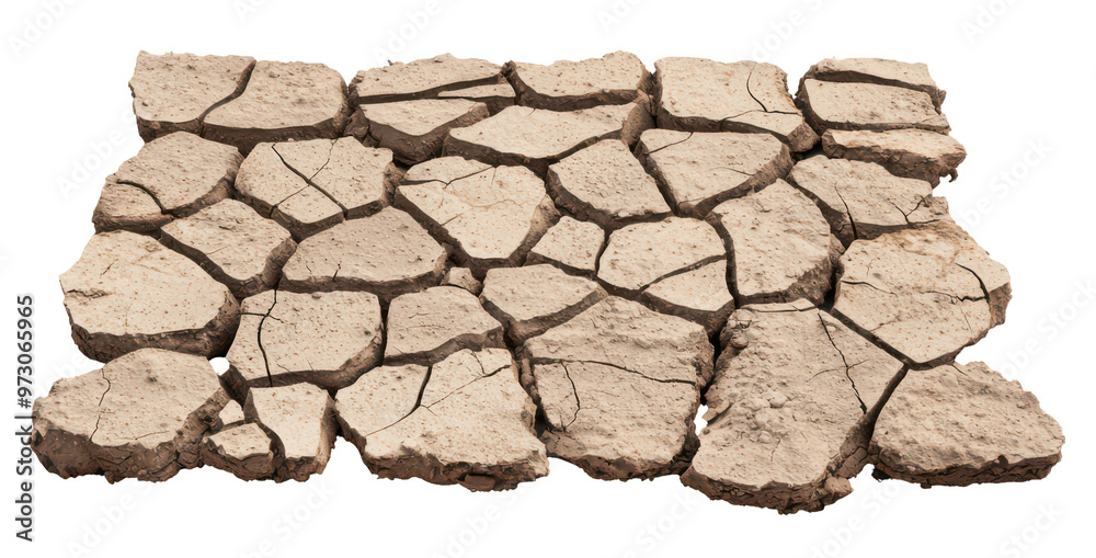 Cracked dry ground texture with irregular stone surfaces isolate on transparent background, png ...