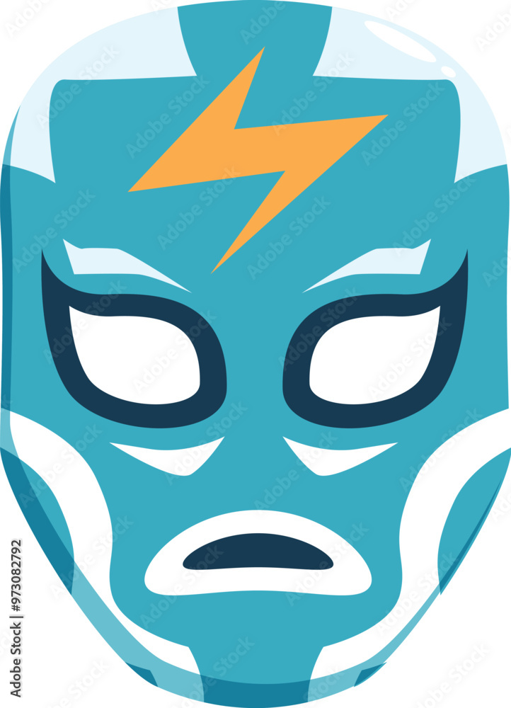 Cartoon illustration featuring a blue luchador wrestling mask with ...