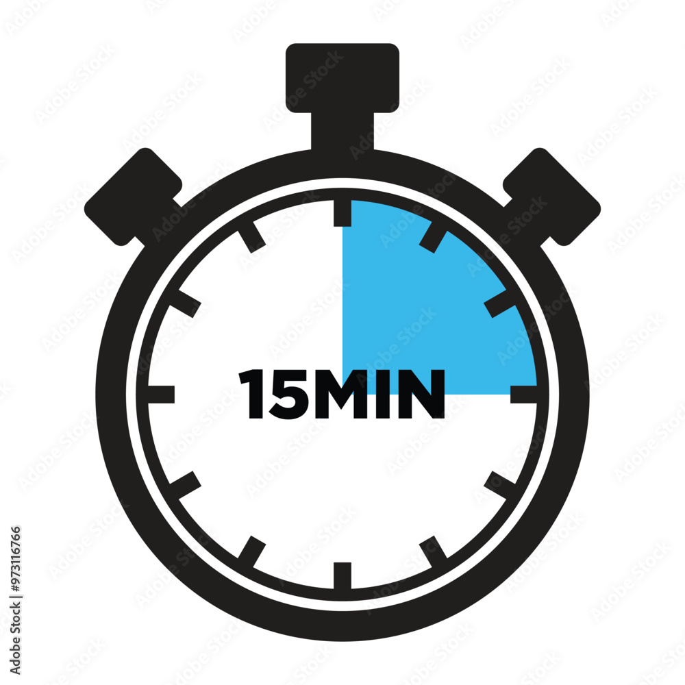 15 Minutes Timer Icon, Modern Flat Design. Clock, Stopwatch ...