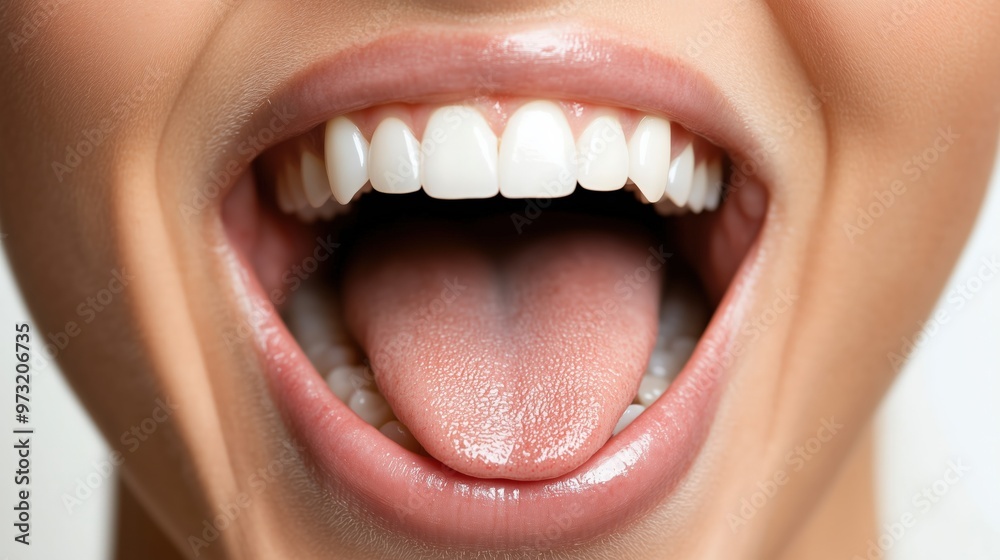 Realistic open mouth depiction with detailed tongue and teeth for ...