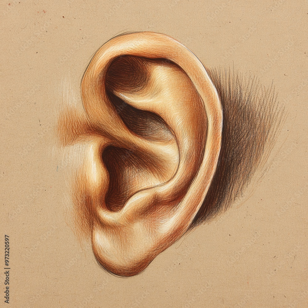 Realistic Hand Drawn Ear Anatomy Illustration Stock Illustration ...