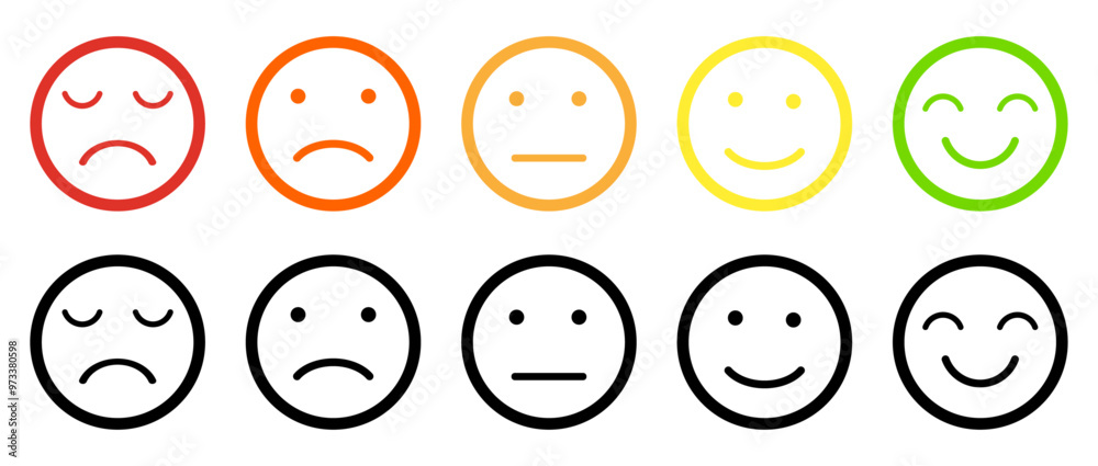 Emoji feedback icon set rating happy neutral sad emoji emotions icons ...