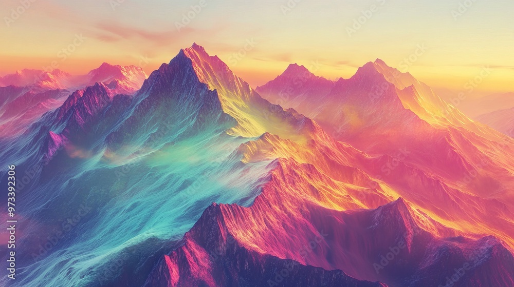 Heatmap of a mountain range, with vibrant colors showing areas of high ...