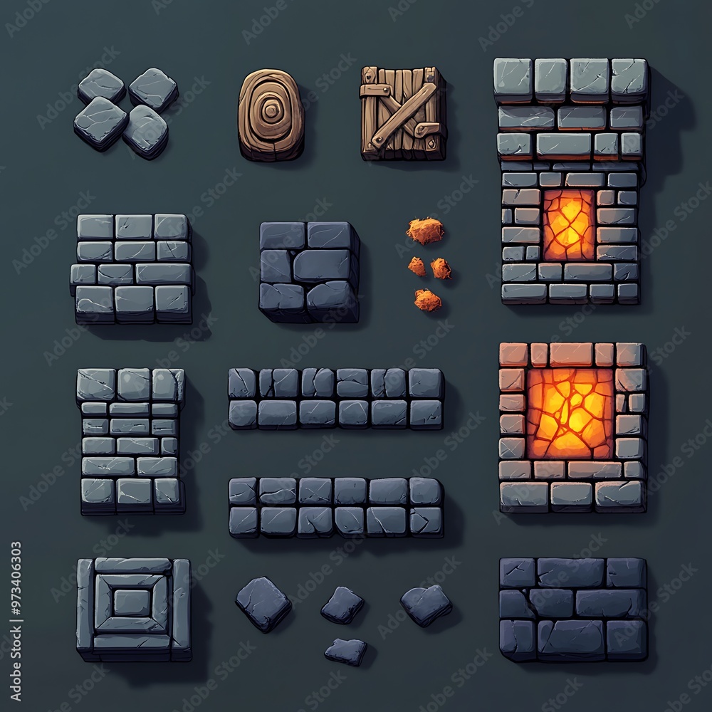 Stone and Wood Game Assets, 2D Sprites for Building and Level Design ...