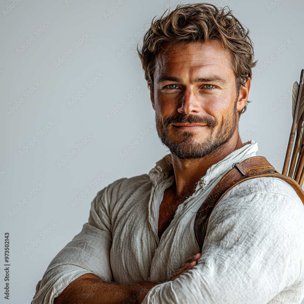 Archery Athlete handsome smiling man isolated on transparent background ...