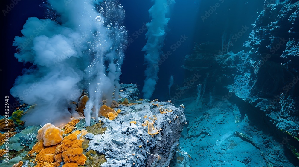 Deep sea mining impact on ocean floor ecosystems, depicting the ...