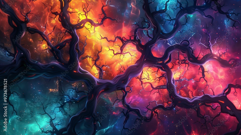 The human mind and neural networks like the roots of a tree or a ...