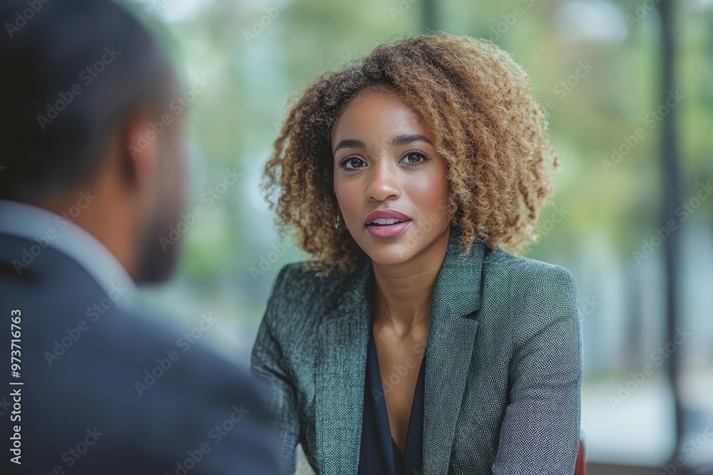 Sage Green Suit Financial Advisor Consulting Gen Z Client on Financial ...