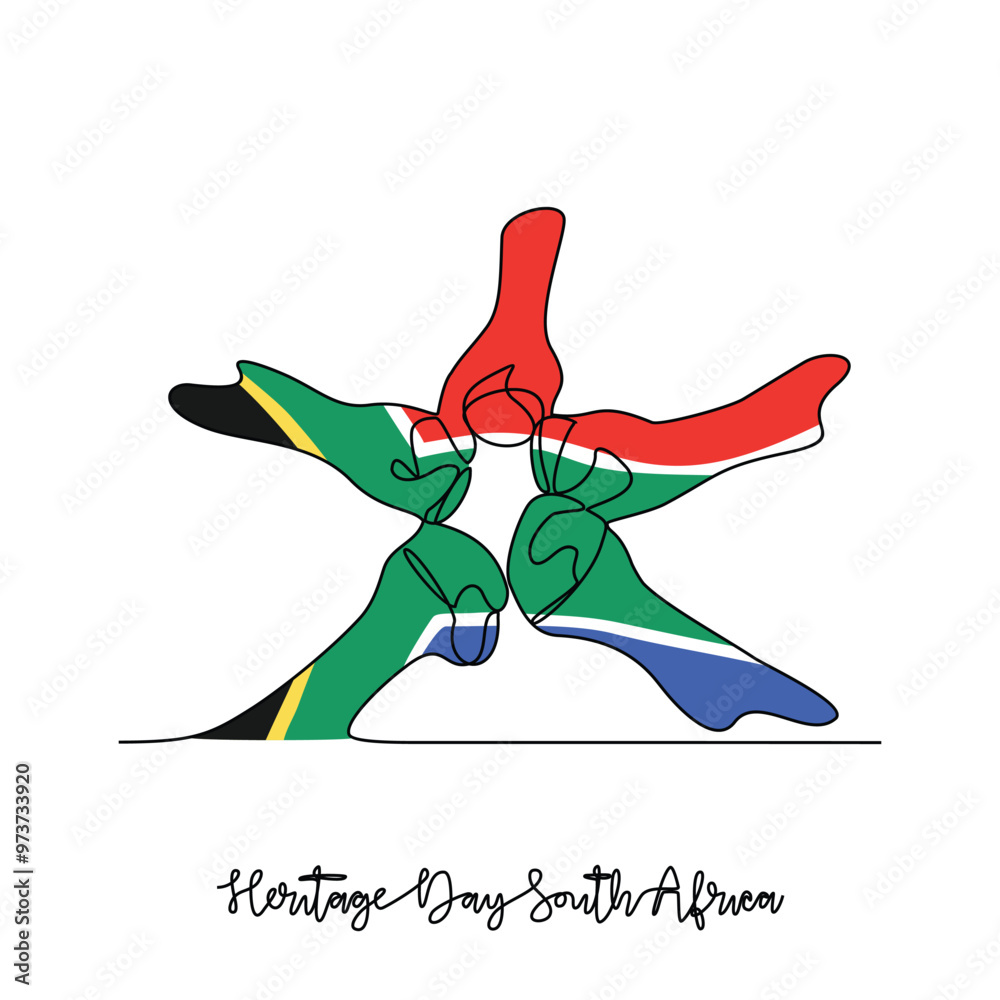 One continuous line drawing of Heritage Day South Africa Vector ...
