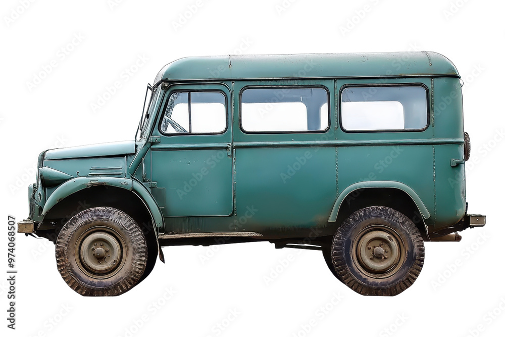 Vintage green off-road vehicle isolated on transparent background ...