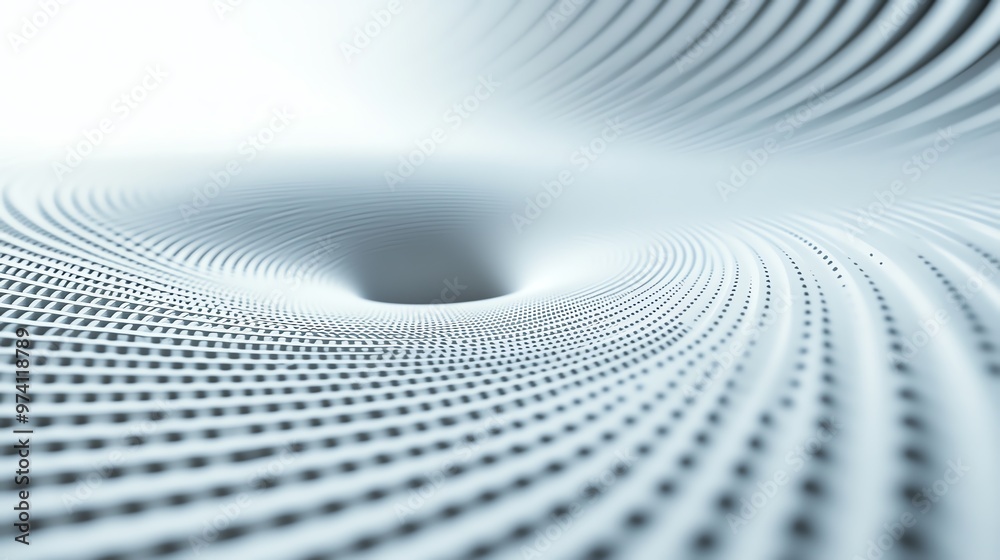 Abstract swirling pattern with a central vortex, rendered in a white ...
