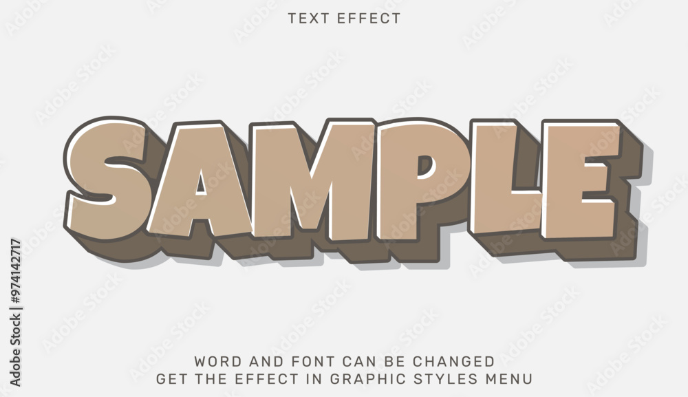 Sample text effect template in 3d design Stock Vector | Adobe Stock