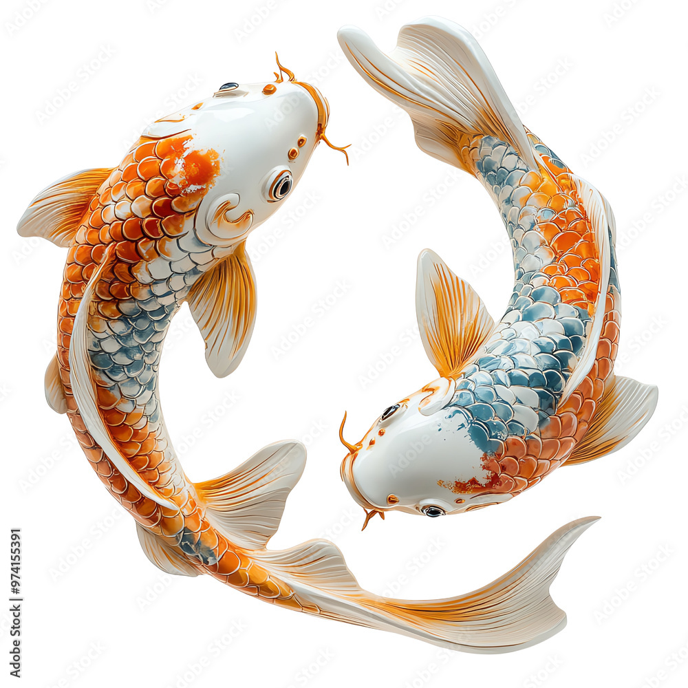Elegant koi fish swimming gracefully, symbolizing prosperity and ...