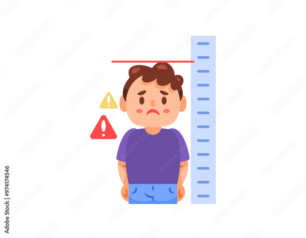 illustration of a boy looking sad because his body is short. suffer ...