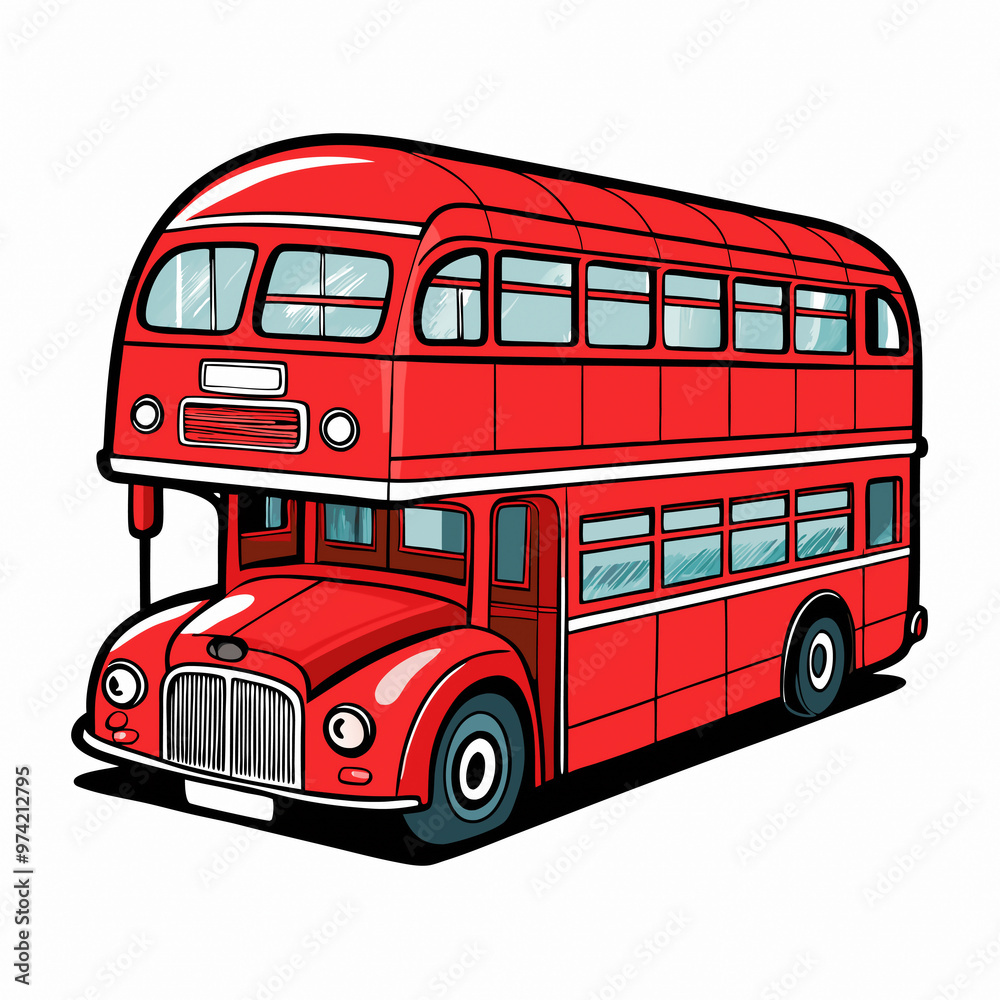 Artistic Hand-Drawn Double-Decker Bus Emblem: Eye-Catching Design for ...