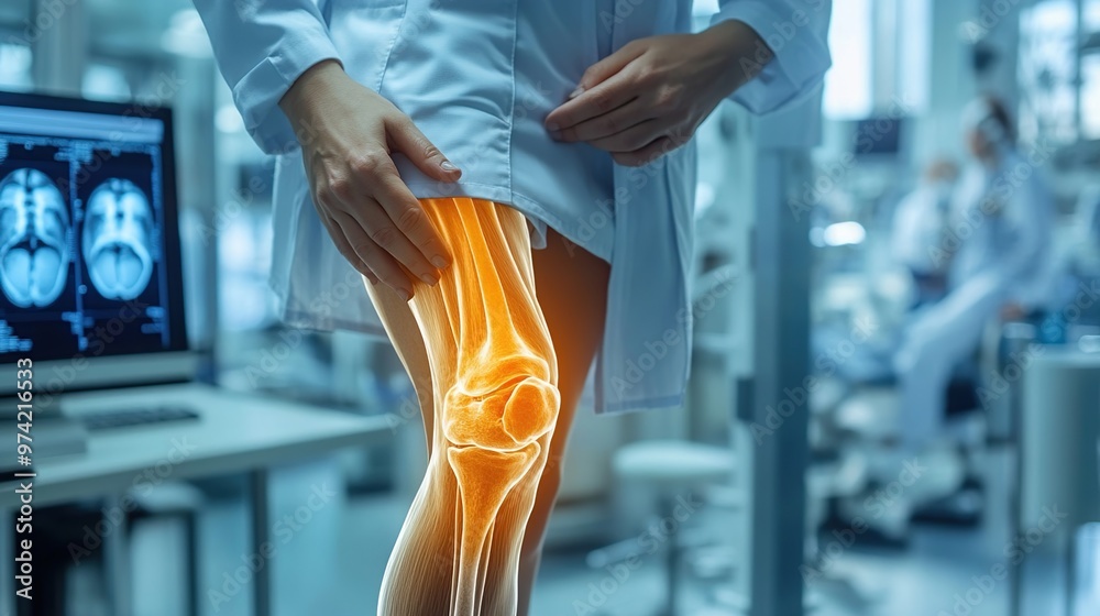 X-Ray Visualization of a Knee in a Medical Setting. AI Tech Accurately ...