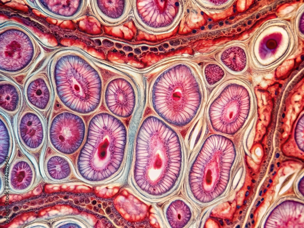 Microscopic view of serosa, a thin layer of epithelial cells lining the ...