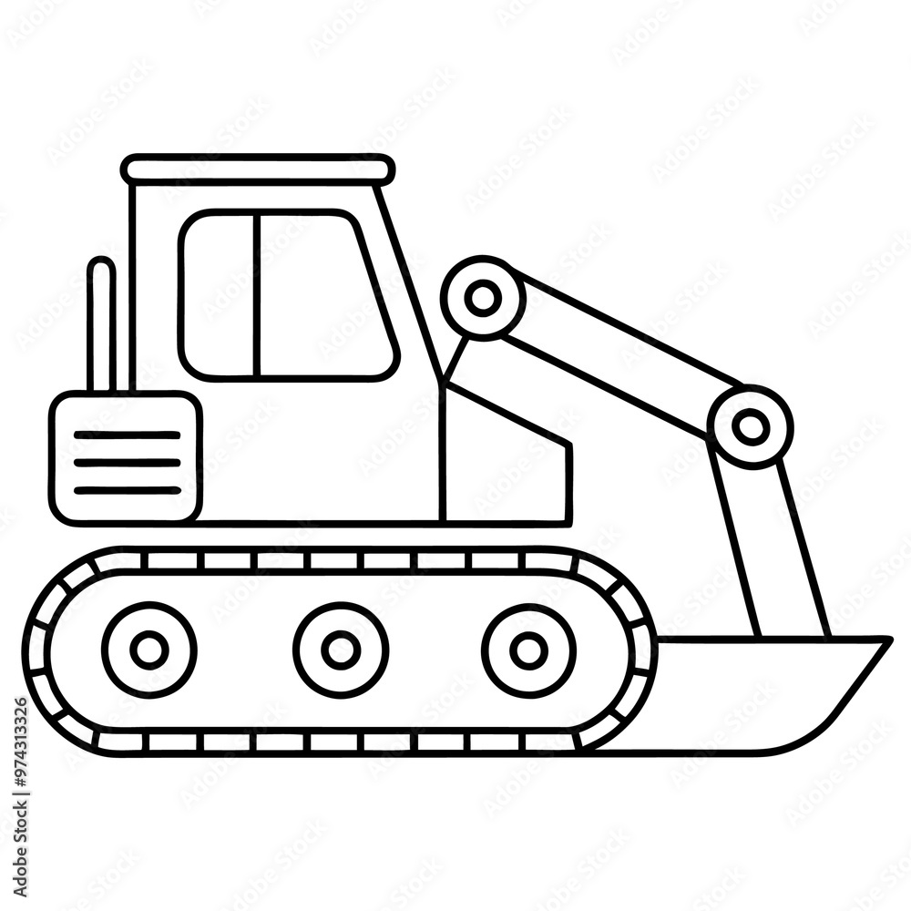 trencher machine outline coloring book page line art drawing Stock ...