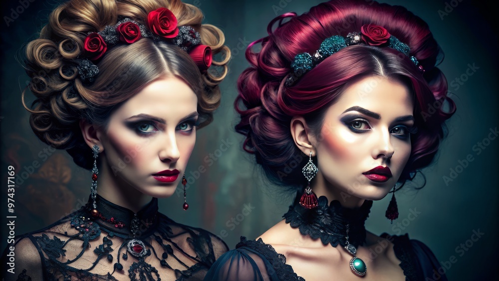 * Gothic Victorian inspired vampire hairstyles with elaborate updos and ...