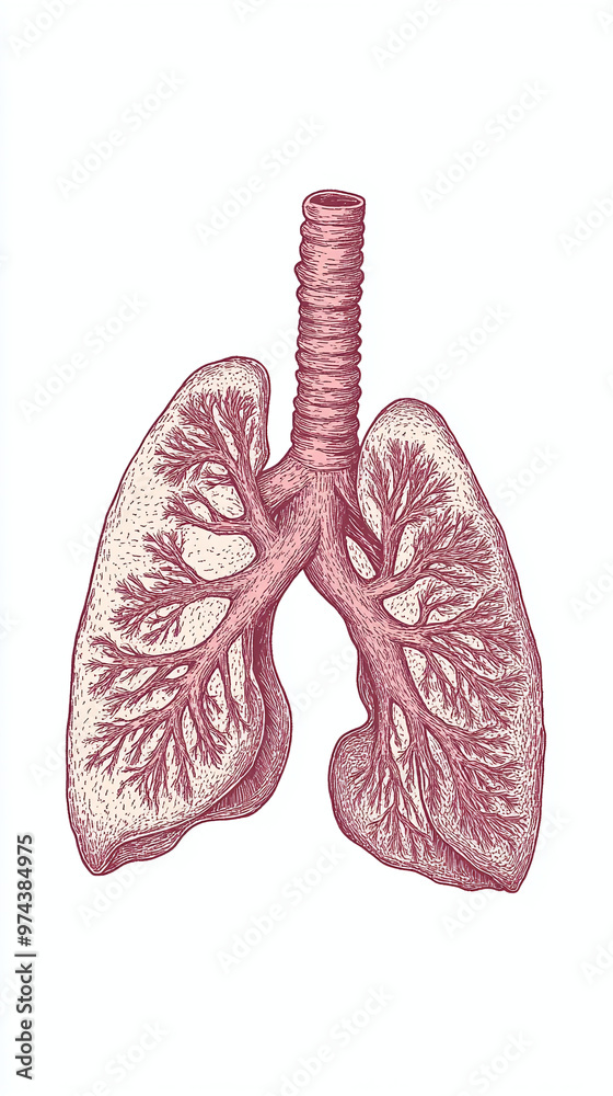 2d illustration human lung organ, 2 lungs organs book illustration ...