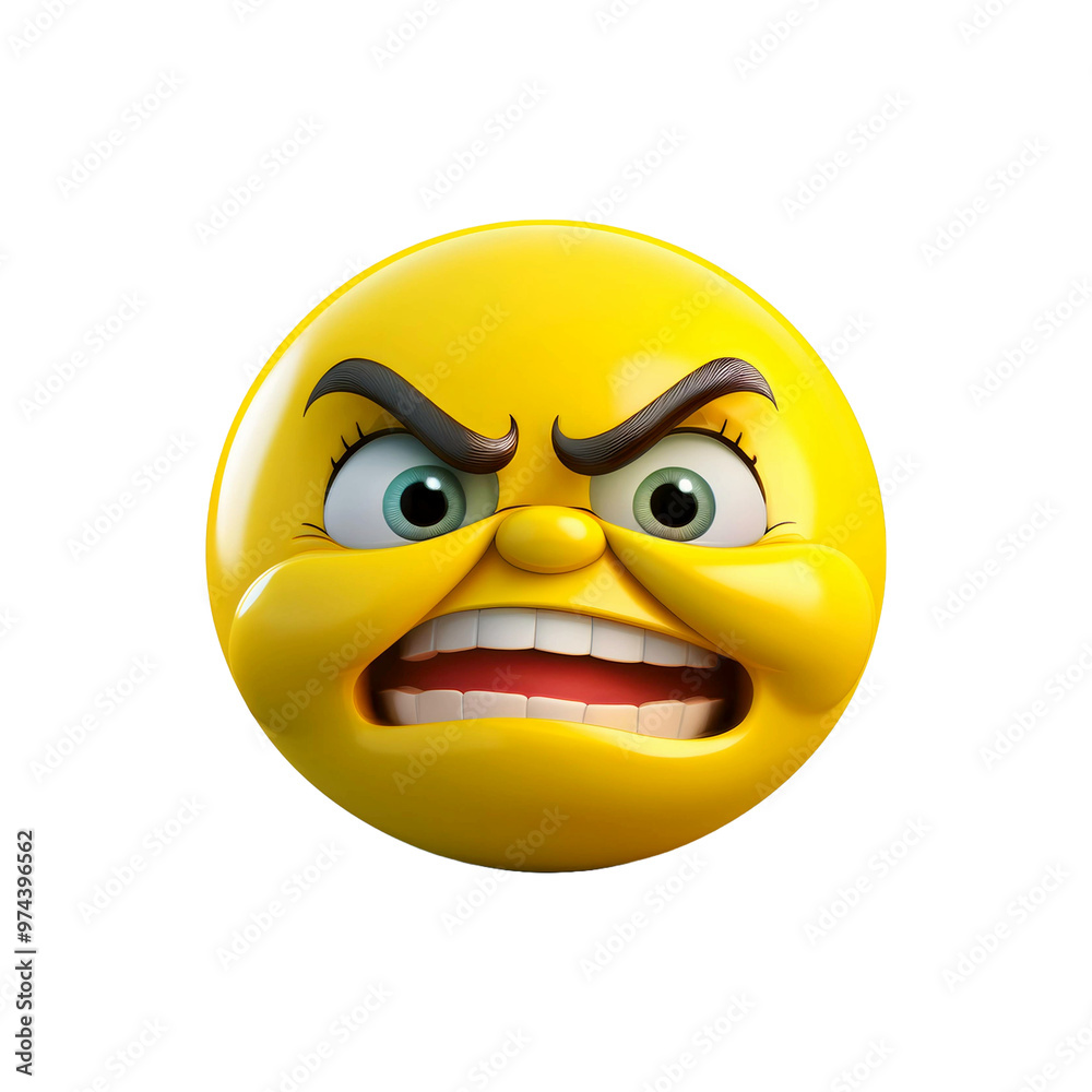 Grimacing face emoji. 3d Yellow emoticon with a grimace isolated on transparent background Stock ...