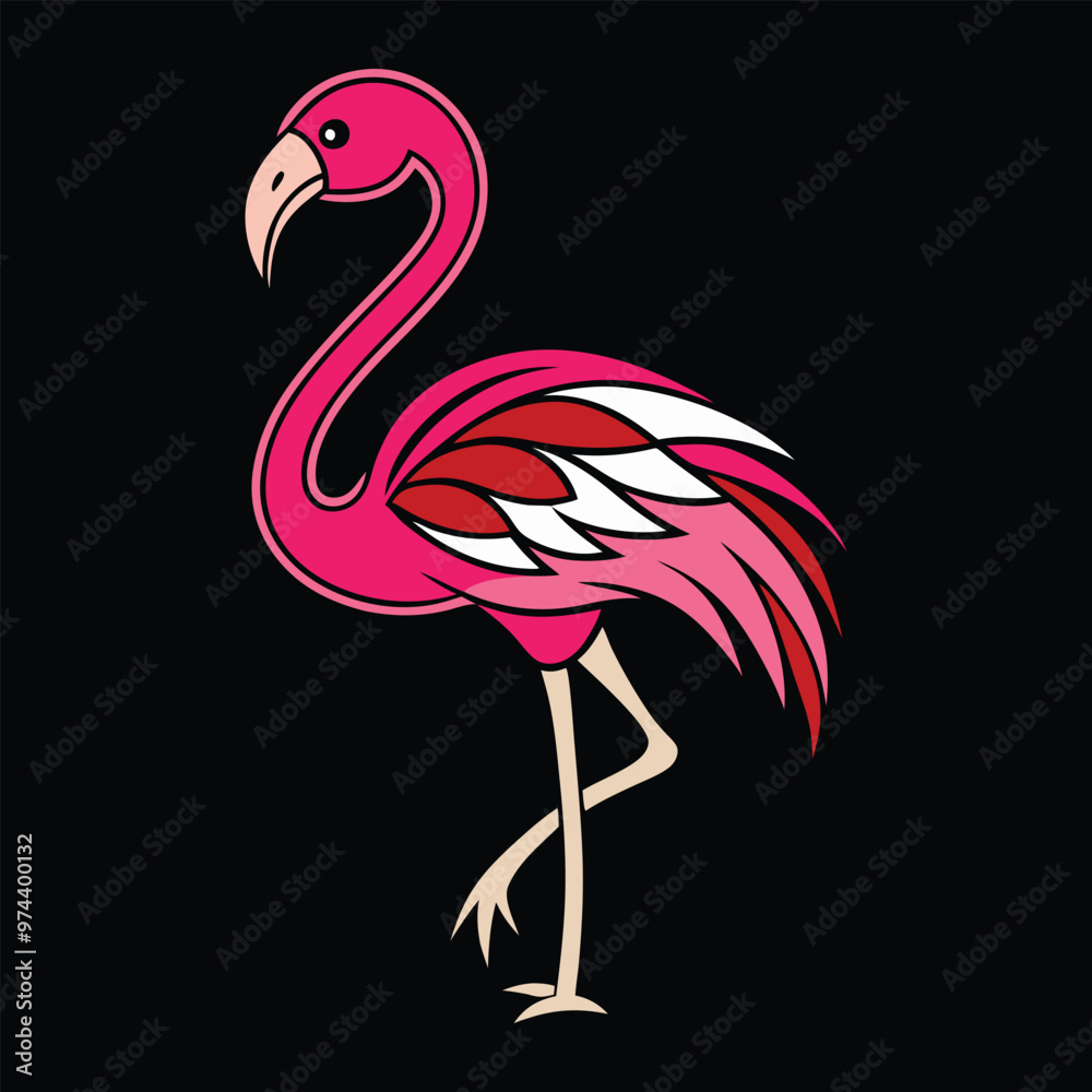 Explore vibrant flamingo bird vector art illustrations, showcasing bold ...