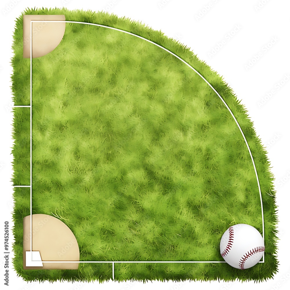 Green Grass Baseball Field Corner with Ball. Stock Illustration | Adobe ...