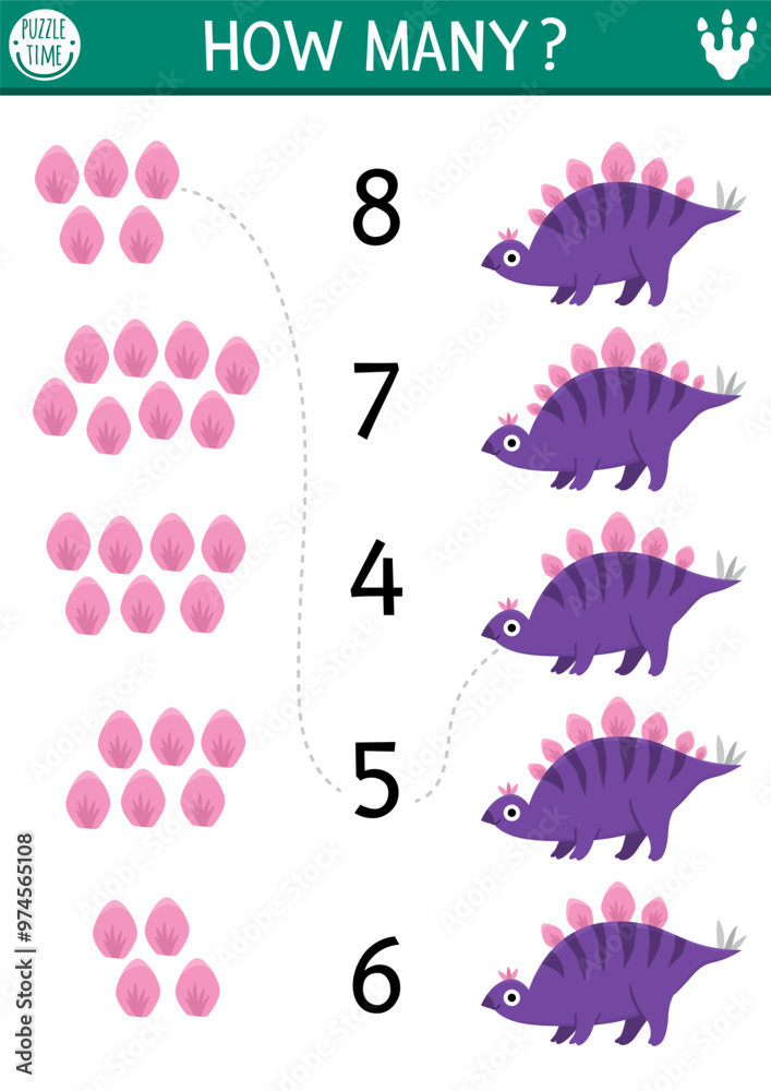 Match the numbers dinosaur game with stegosaur and bony plates ...