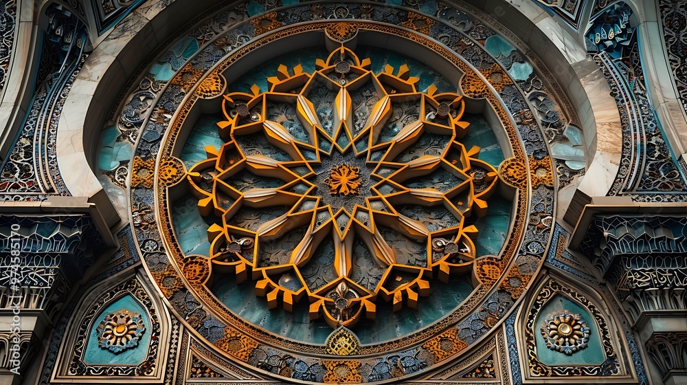 Ilustración de Stock Intricate Islamic geometric patterns decorating ...