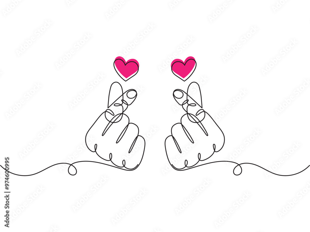 Continuous one line drawing of Love symbol illustration. Heart symbol ...
