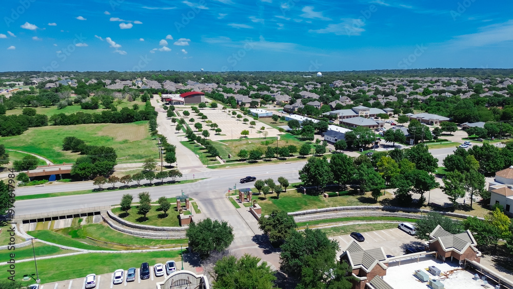 Sunny blue sky over intersection of Keller Parkway, Farm to Market Road ...