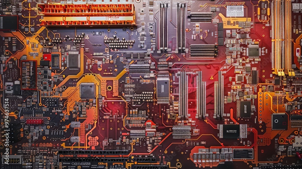 Technical diagram showing the layout of a circuit board Stock Photo | Adobe Stock