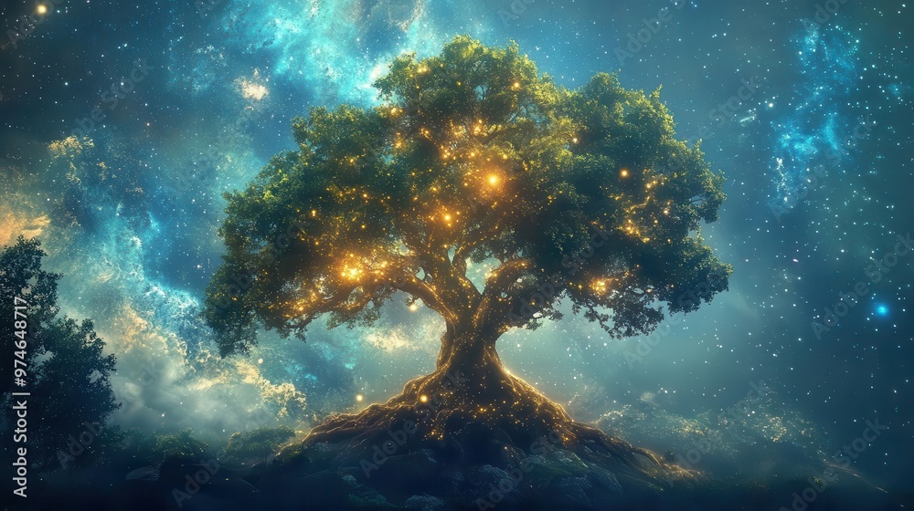 cosmic tree of life majestic ethereal tree with luminous branches ...
