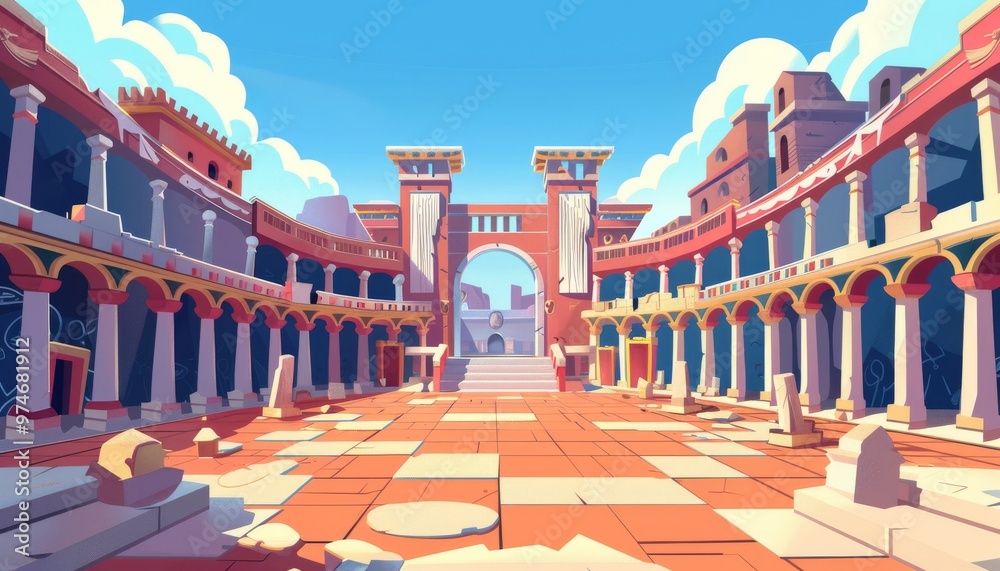 Ancient Ruins Arena. Abandoned Coliseum. Desert Coliseum. Ancient Arena ...
